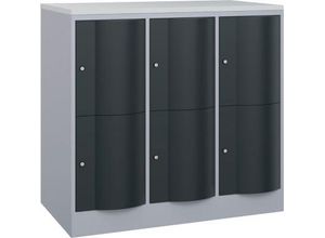 4068427609417 - Schließfachschrank Resisto 3 Abteile 6 Fächer B 1148 x T 640 x H 1077 mm Weißalu Anthrazitgrau