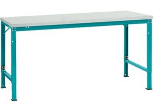 4045916138146 - AU70915021 Arbeits-Grundtisch UNIVERSAL Spezial mit Melaminplatte BxTxH = 1750 x 1000 x 722-1022 mm Wasserblau
