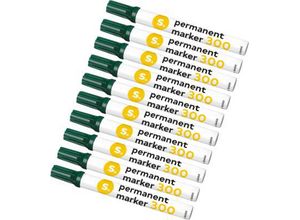 4250510803202 - Permanentmarker Schäfer Shop 300 Rundspitze Strichbreite 15-3 mm wasserfest offen lagerfähig Aluminium & Kunststoff grün 10 Stück