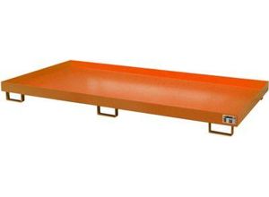 4052462030640 - eurokraft pro Regal-Bodenwanne 240 l Auffangvolumen LxBxH 2650 x 1300 x 210 mm ohne Gitterrost orange lackiert