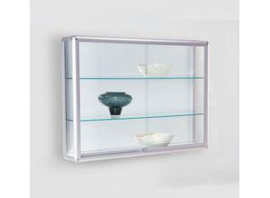 4260222862534 - Wandvitrine BST Brandschutzklasse B1 3 Fächer abschließbare Schiebetüren B 1020 x T 300 x H 1020 mm Aluminium Glas Metall silber-weiß