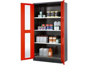 4054923055308 - Chemikalienschrank Asecos CS-CLASSIC-G Flügeltür m Glasauschnitt 3 Böden 1055x520x1950 mm verkehrsrot