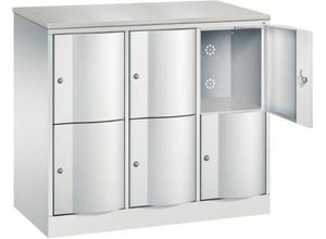 4064615389567 - Schließfachschrank Resisto 3 Abteile 6 Fächer B 1148 x T 540 x H 1077 mm Lichtgrau