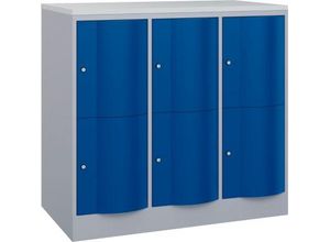 4068427609400 - Schließfachschrank Resisto 3 Abteile 6 Fächer B 1148 x T 640 x H 1077 mm Weißalu Enzianblau