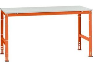 4045916070514 - AU40912001 Arbeits-Grundtisch UNIVERSAL Standard mit Melaminplatte BxTxH = 1750 x 1000 x 760-870 mm Rotorange (RAL 2001)