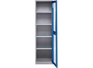4051273769312 - Genius Flügeltürenschrank FS Stahl Sichtfenster Lüftungslöcher B 545 x T 520 x H 1950 mm 5 OH Weißalu Enzianblau bis 250 kg