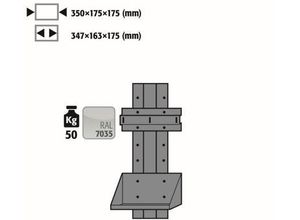 4250101139635 - Flaschenhalter seitlich Und Höhenverstellbar für asecos Druckgasflaschenschränke Stahlblech lichtgrau B 350 x T 175 x H 175 mm bis 75 kg