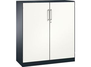 4062084628941 - Flügeltürenschrank ASISTO Höhe 1292 mm Breite 1200 mm 2 Fachböden schwarzgrau verkehrsweiß C+P