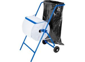 4260054779109 - Mobiler Papierrollenhalter für Rollenbreite 400 mm Abreißkante & Halterung für Müllsäcke bis 120 l B 550 x T 700 x H 900 mm