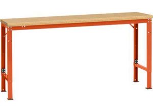4045916146769 - AU70852001 Arbeits-Grundtisch UNIVERSAL Spezial mit Multiplexplatte BxTxH = 1750 x 800 x 722-1022 mm Rotorange (RAL 2001)
