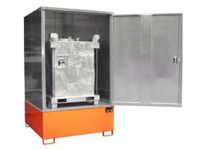 4052462026483 - Gefahrstoffschrank BAUER GS-4 Stahlblech unterfahrbar für 1 x 1000 l IBC B 1475 x T 1460 x H 2410 mm orange