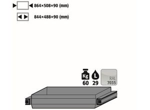 4250101138164 - Auszugswanne Standard für asecos Sicherheitsschränke der Q30 Q90 und S90 Serie Stahlblech lichtgrau B 864 x T 508 x H 90 mm 29 l bis 60 kg