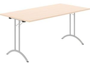 8697837516549 - Select Klapptisch Rechteck Doppel-T-Fußgestell Spezial-Klappbeschlag & Bodenausgleich B 1600 x T 800 x H 720 mm Ahorn-Dekor alusilber