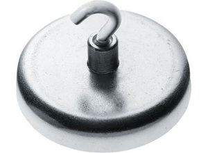 4250409890634 - Kraftmagnet mit Haken Ø 25 mm Haftkraft ca 4 kg verzinkt 5 Stück