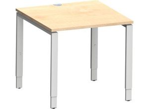 4250510843031 - Genius Schreibtisch Modena Flex Quadrat 4-Fuß Rechteckrohr B 800 x T 800 x H 650-850 mm Ahorn weißaluminium