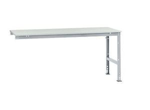 4045916077629 - AU61219006 Arbeits-Anbautisch UNIVERSAL Standard mit Melaminplatte BxTxH = 2000 x 1000 x 760-870 mm Alusilber