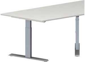 4251898815290 - Genius Konferenztisch MODENA FLEX Trapez T-Fuß Rechteckrohr B 1600 x T 800 x H 650-850 mm lichtgrau weißaluminium RAL 9006