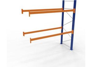 4058255107872 - Schulte Lagertechnik Palettenregal Anbauregal B 2786 x T 1100 x H 4000 mm 3 Ebenen Palettengewicht bis 1000 kg Feldlast 7115 kg blau orange
