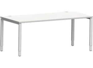 4250510843468 - Genius Schreibtisch Modena Flex Rechteck 4-Fuß Rechteckrohr B 1800 x T 800 x H 650-850 mm lichtgrau weißaluminium