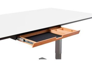 5704864409508 - Zubehörschublade für die Montage unter Schreibtischen kugelgelagert Kabelführung herausnehmbare Filzmatte B 585 x T 243 x H 43 mm Bambusholz