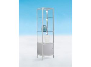 4260222862343 - Staufachvitrine BST Brandschutzklasse B1 3 Fächer 1 Staufach abschließbare Flügeltüren B 500 x T 500 x H 1950 mm Aluminium Glas Metall silber