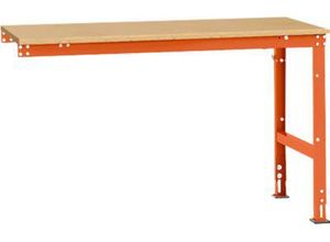 4045916104882 - AU60552001 Arbeits-Anbautisch UNIVERSAL Standard mit Multiplexplatte BxTxH = 1500 x 800 x 760-870 mm Rotorange (RAL 2001)