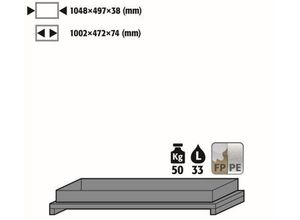 4250101138126 - Wannenboden Standard für asecos Sicherheitsschränke der Q30 Q90 und S90 Serie Polypropylen grau B 955 x T 485 x H 112 mm 33 l bis 50 kg