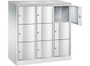 4064615392543 - Schließfachschrank Resisto 3 Abteile 9 Fächer B 1148 x T 540 x H 1255 mm Lichtgrau Enzianblau