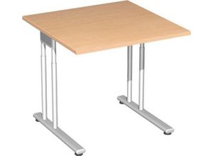 4038933430157 - Schreibtisch PALENQUE C-Fuß Rechteck B 800 x T 800 x H 680-820 mm Buche