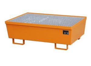 4052462017030 - eurokraft pro Stahl-Auffangwanne LxBxH 1200 x 800 x 415 mm lackiert orange RAL 2000 mit Gitterrost