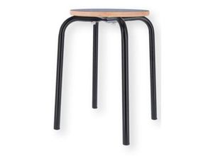 4021224956603 - Hocker PARIS stapelbar Rundrohrfuß-Gestell Ø 330 x T 330 x H 460 mm schwarz schwarz