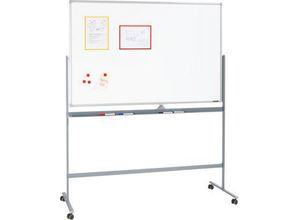 4251898823189 - Select Mobiles Whiteboard um 360° drehbare Tafel weiß lackiert Ablageschale 4 Lenkrollen B 1500 x H 1000 mm