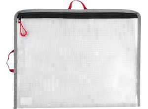 4250037430875 - Reißverschlussbeutel FolderSys Bungee-Bag A4 020 mm Kordel Bordierband Schlaufen B 355 x H 275 mm PVC-freie Folie transparent-rot-grau-schwarz
