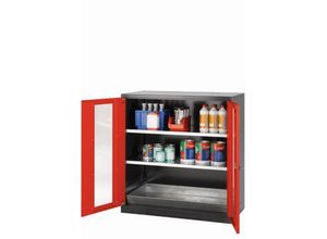 4250101149443 - Chemikalienschrank asecos CS-CLASSIC-G Flügeltüren mit Glasausschnitt Front Verkehrsrot B 1055 x T 520 x H 1105 mm