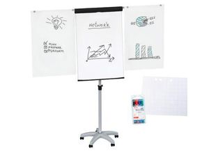 4251898827774 - Flipchart MAULstandard höhenverstellbar Hochformat Papierblock + Schreibmarker farbsortiert