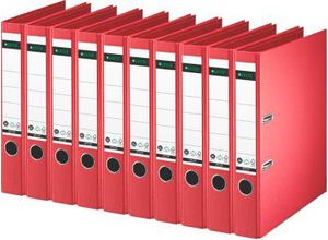 4002432553723 - LEITZ® Ordner 1007 1008 DIN A4 Rückenbreite 52 mm 10 Stück rot