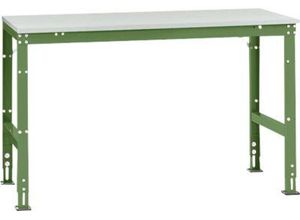 4045916078374 - AU40576011 Arbeits-Grundtisch UNIVERSAL Standard mit Kunststoffplatte BxTxH = 1500x800x760-870 mm Resedagrün (RAL 6011)