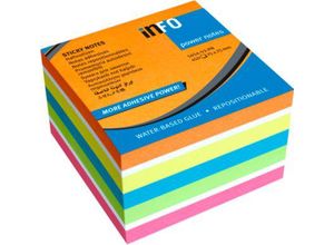 4044355788820 - inFO Power Notes Haftnotizwürfel 75 x 75 mm 450 Blatt blanko 6 Farben