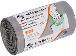 4001553340410 - FIRST PLUS Müllbeutel mit Tragegriff LDPE 14 µm grau B 500 x H 600 mm 30 Liter 1800 Stück