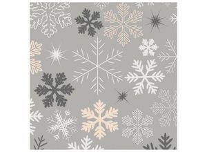 4002911442944 - Servietten ROYAL Collection Snowflakes 3-lagig 1 4 Falz saugfähig reißfest B 330 x H 330 mm Recyclingpapier grau 20 Stück