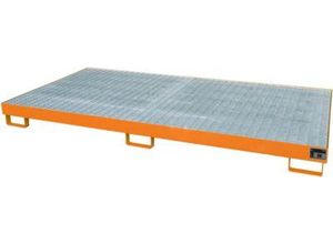 4052462030787 - eurokraft pro Regal-Bodenwanne 240 l Auffangvolumen LxBxH 2650 x 1300 x 210 mm mit Gitterrost orange lackiert