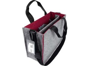 4004360769382 - Laptoptasche Desk Sharing Bag Bicolor M für Laptops bis 154″ 2 große Fächer 2 Seitenfächer Tragegriffe Schultergurt Kunstfilz grau-rot