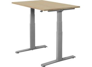 4250510813829 - Select Schreibtisch SET UP elektrisch höhenverstellbar Rechteck T-Fuß B 1200 x T 800 x H 645-1290 mm Wildeiche weißaluminium