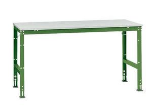 4045916070569 - AU40916011 Arbeits-Grundtisch UNIVERSAL Standard mit Melaminplatte BxTxH = 1750 x 1000 x 760-870 mm Resedagrün (RAL 6011)