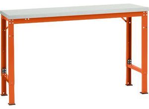 4045916139860 - AU70572001 Arbeits-Grundtisch UNIVERSAL Spezial mit Kunststoffplatte BxTxH = 1500x800x722-1022 mm Rotorange (RAL 2001)