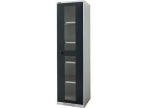 4051273793591 - Genius Flügeltürenschrank FS Stahl Sichtfenster Lüftungslöcher B 545 x T 620 x H 1950 mm 5 OH Lichtgrau Anthrazitgrau bis 250 kg