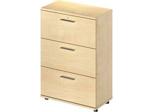 4251898805901 - SchÃ¤fer Shop Genius HÃ¤ngeregistraturschrank TETRIS WOOD 3 OH B 800 mm HÃ¶he inkl Gleiter abschlieÃŸbar Ahorn-Dekor