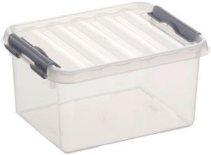 8711112780002 - helit the q-line Aufbewahrungsbox mit Deckel transparent Lebensmittelechte stapelbare Kunststoffbox mit Klickverschluss 1 Box 2 Liter