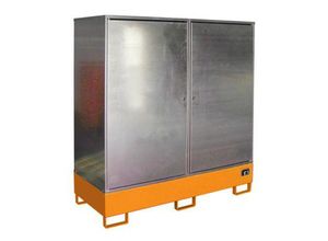 4052462026407 - Gefahrstoffschrank BAUER GS-2 Stahlblech unterfahrbar für 2 x 200 l Fässer B 1680 x T 690 x H 1780 mm orange