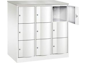 4064615393311 - Schließfachschrank Resisto 3 Abteile 9 Fächer B 1148 x T 640 x H 1255 mm Verkehrsweiß